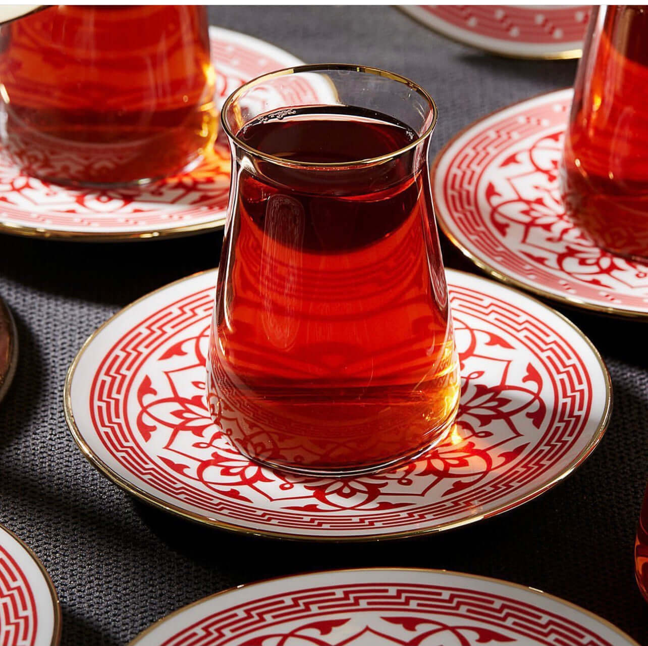 Karaca Ocha Red Tea Set 12 Pieces - Elegant Glassware