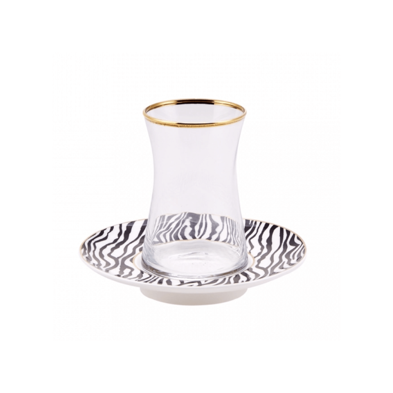 Karaca Zebra 6-Person Tea Set - Elegant Glass & Porcelain