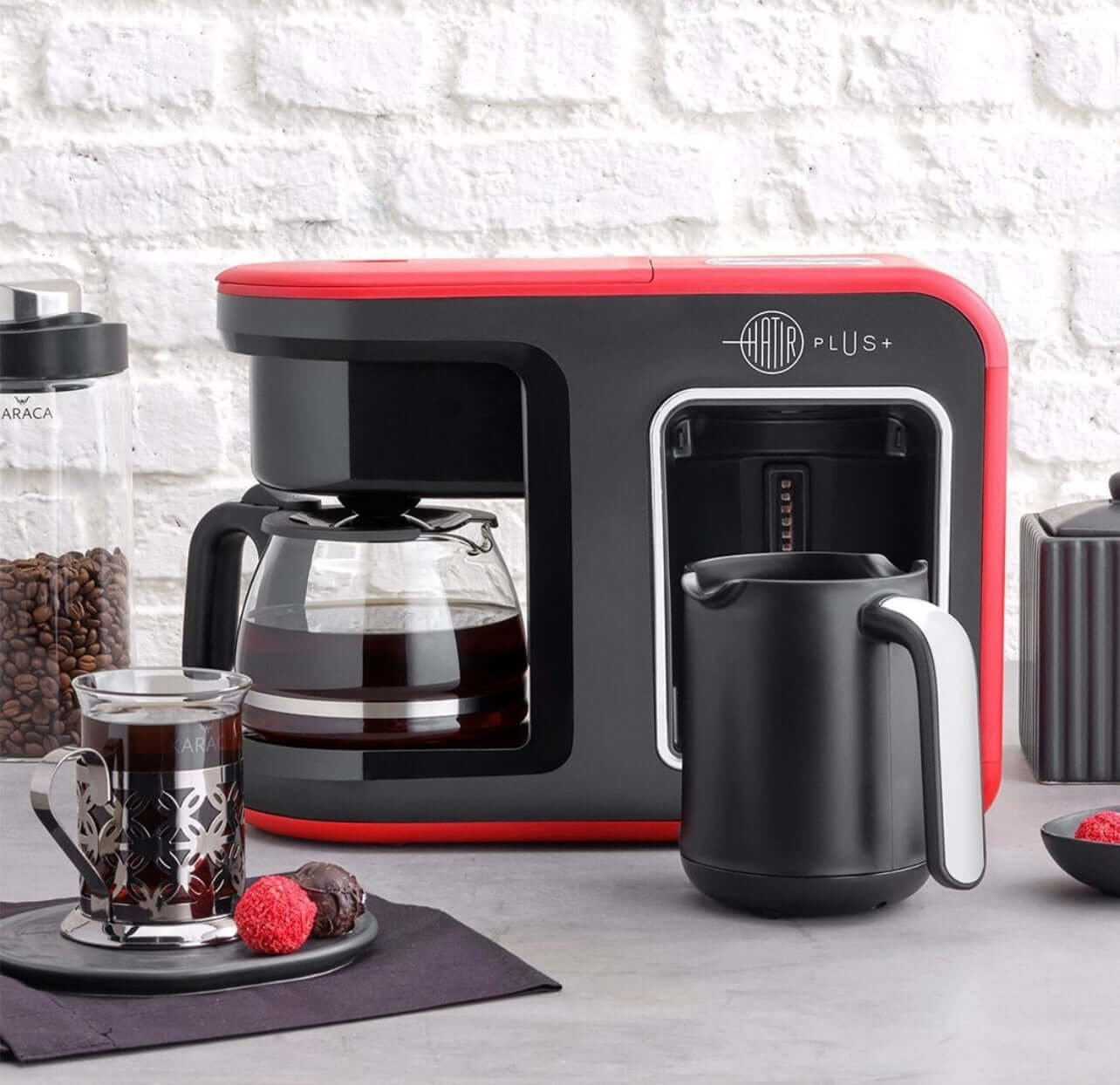 Karaca Hatır Plus Turkish Coffee Machine | Dual Brew | Red